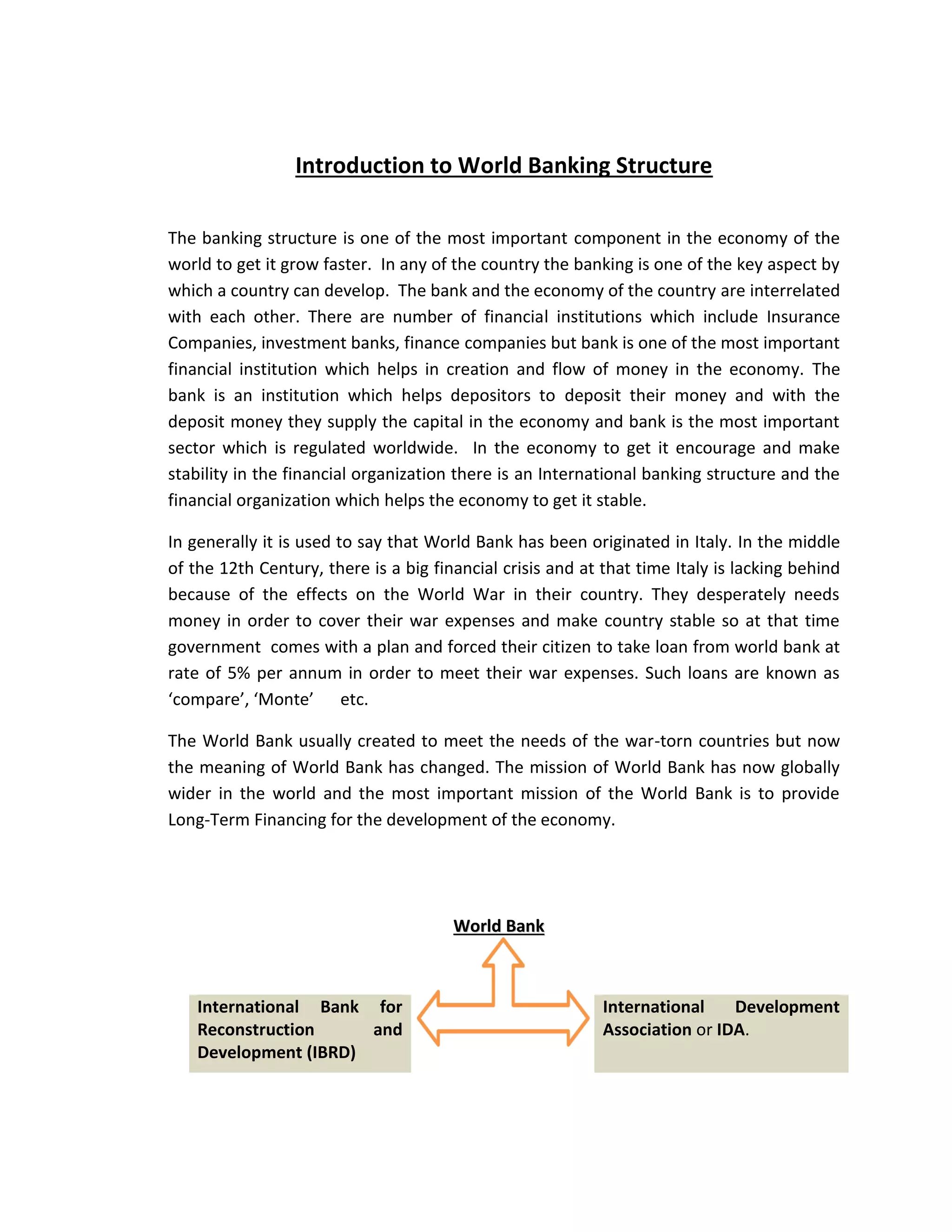 Introduction to World Banking Structure | PDF