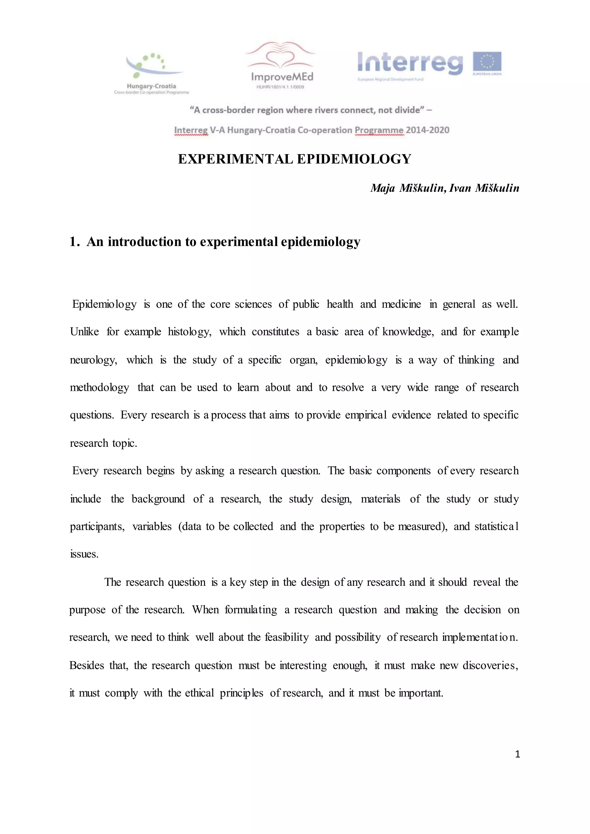 An introduction to experimental epidemiology | DOCX