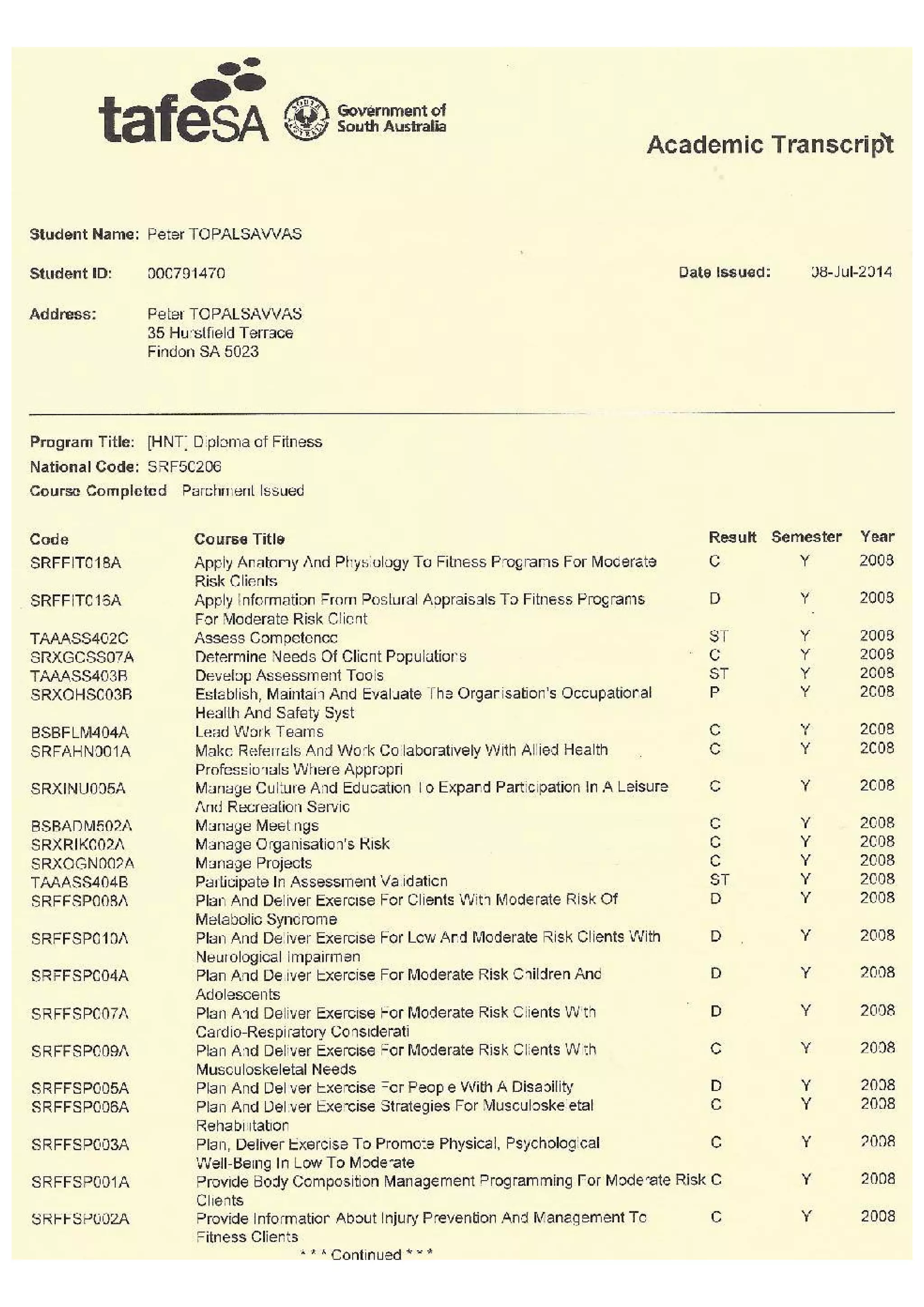 University and Tafe Transcripts | PDF