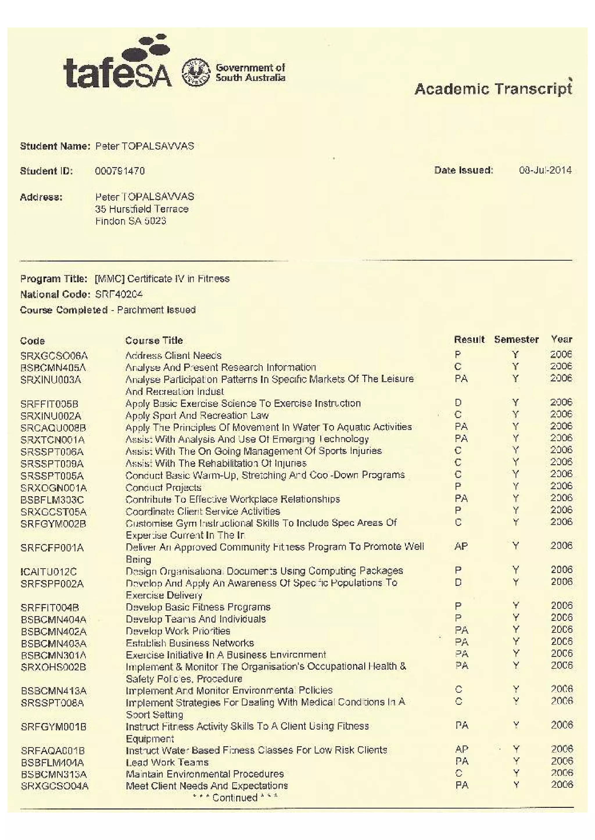 University and Tafe Transcripts | PDF