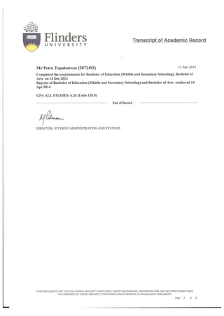 University and Tafe Transcripts | PDF