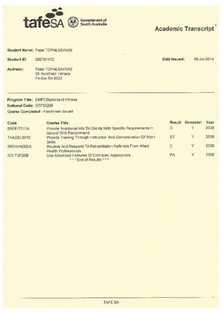 University and Tafe Transcripts | PDF