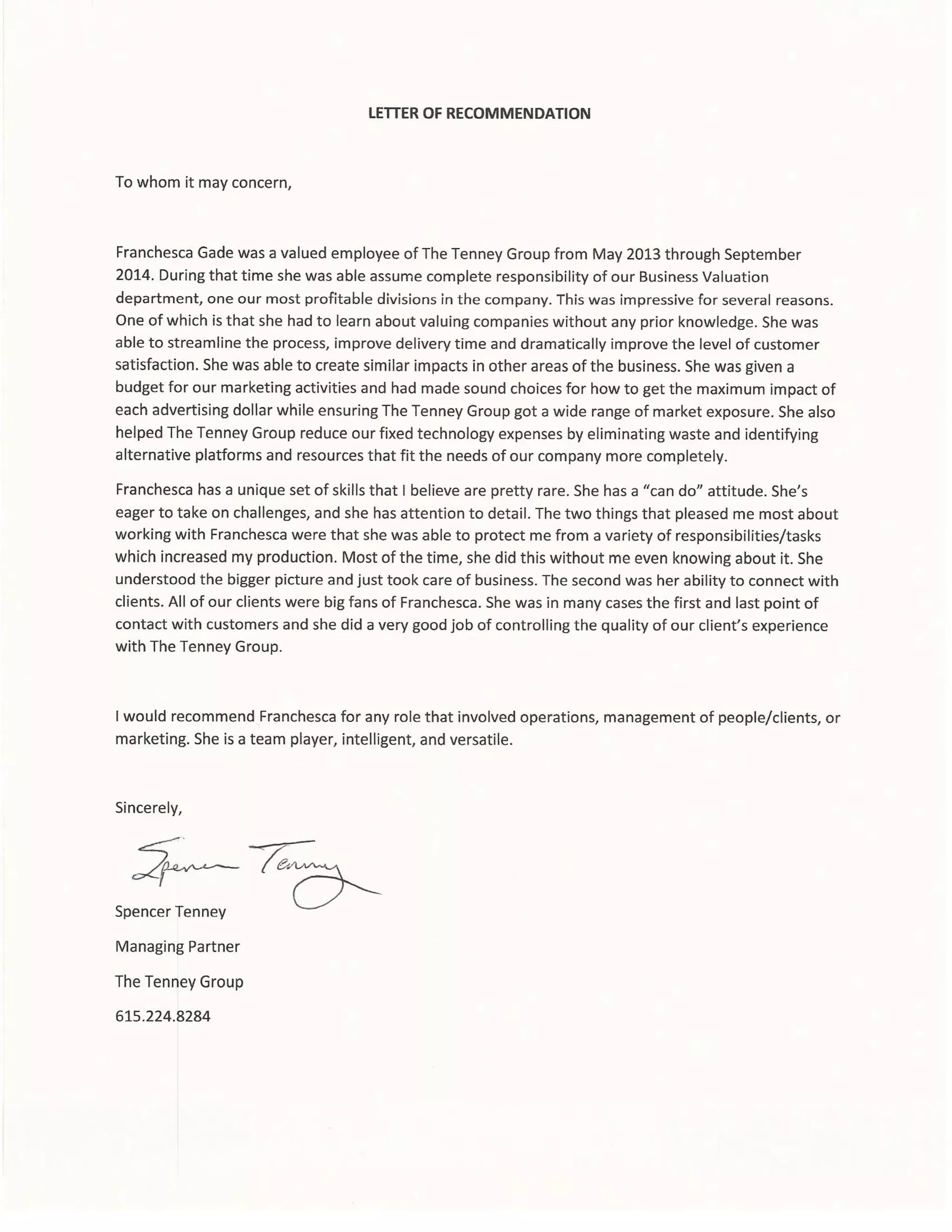 Signed letter of recommendation for FG | PDF
