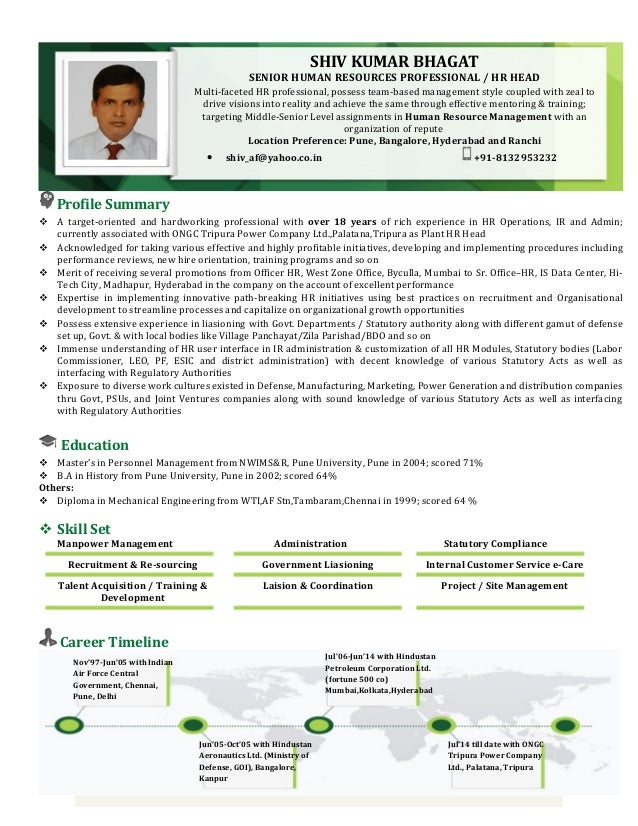 Resume Of Shiv Kumar Bhagat Head HR At OTPC 080916 Resume Of Shiv Kumar Bhagat Head HR At OTPC 080916