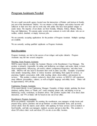 Volunteer Position Advertisement | PDF