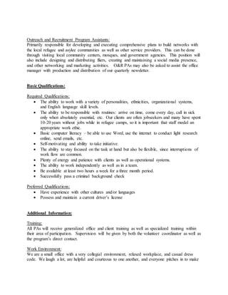 Volunteer Position Advertisement | DOCX