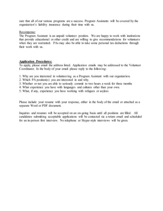 Volunteer Position Advertisement | DOCX