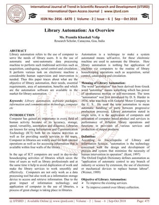 Library Automation An Overview | PDF