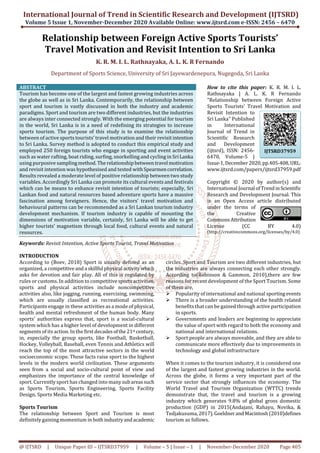 Relationship between Foreign Active Sports Tourists’ Travel Motivation ...