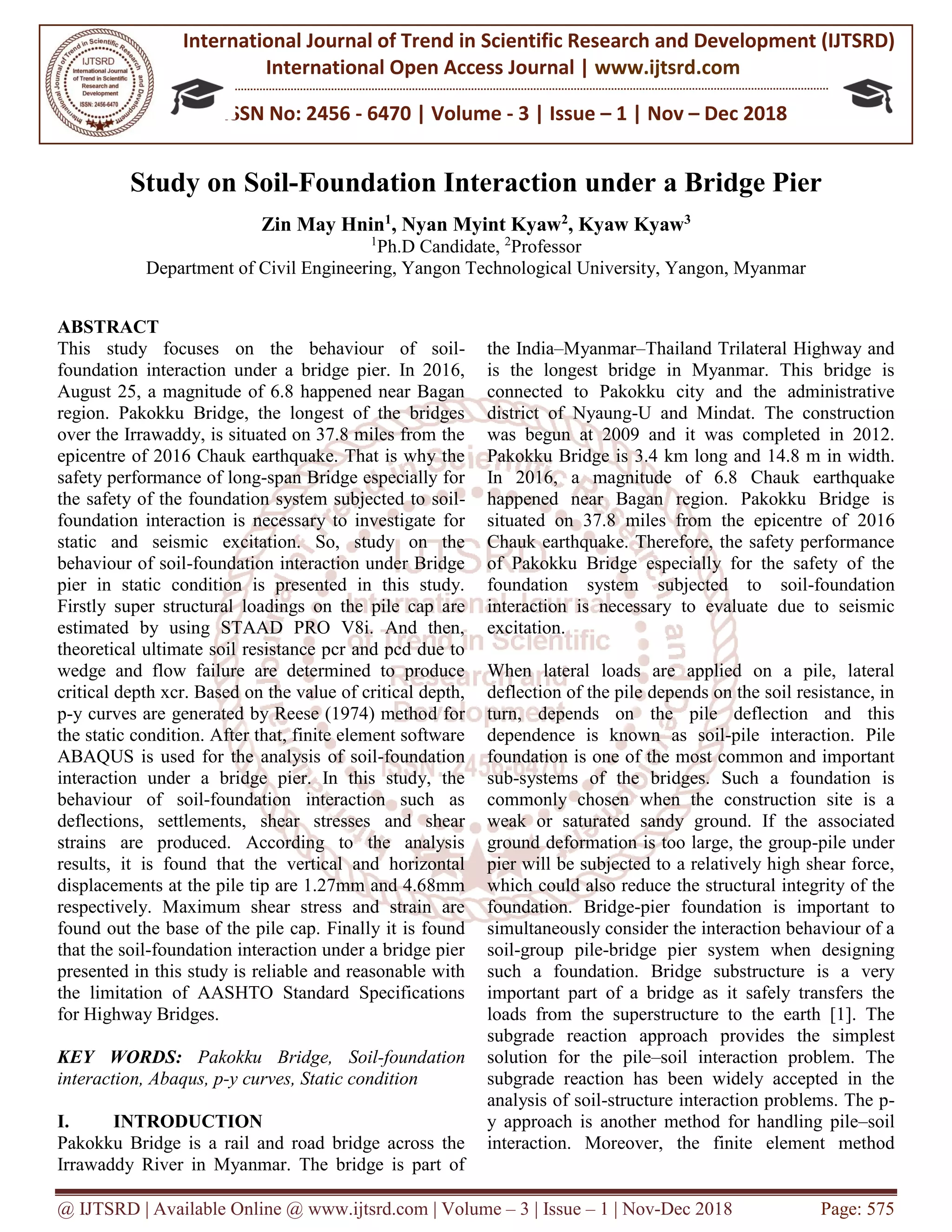 Study on Soil-Foundation Interaction under a Bridge Pier | PDF