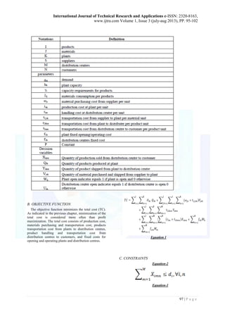 IMPROVEMENT OF SUPPLY CHAIN MANAGEMENT BY MATHEMATICAL PROGRAMMING ...