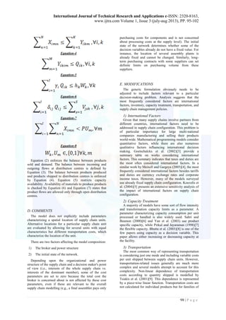 IMPROVEMENT OF SUPPLY CHAIN MANAGEMENT BY MATHEMATICAL PROGRAMMING ...