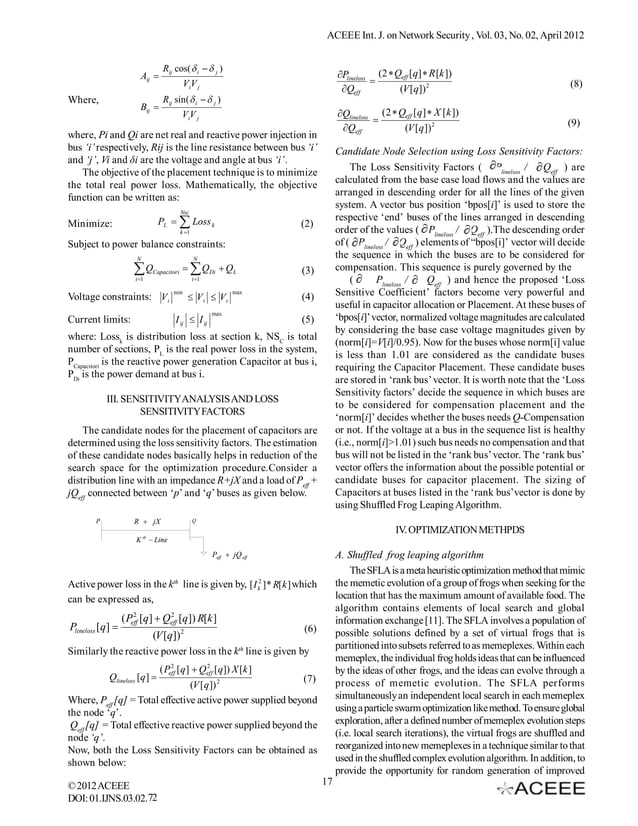 Optimal Capacitor Placement in a Radial Distribution System using Shuffled Frog Leaping and ...