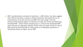 Retinopathy Of Prematurity Screening | PPTX | Eye and Vision Conditions ...