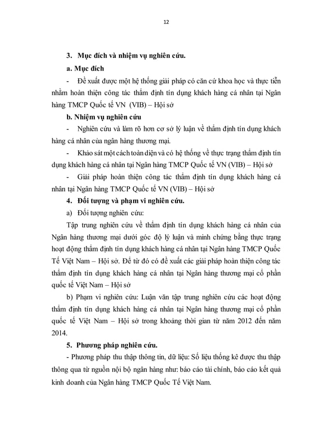 Luận văn: Thẩm định tín dụng khách hàng cá nhân tại Ngân hàng Thương mại cổ phần Quốc tế Việt ...