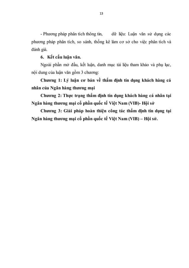 Luận văn: Thẩm định tín dụng khách hàng cá nhân tại Ngân hàng Thương mại cổ phần Quốc tế Việt ...