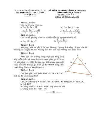 Đề Thi HK2 Toán 8 - THCS Nhuận Đức | PDF