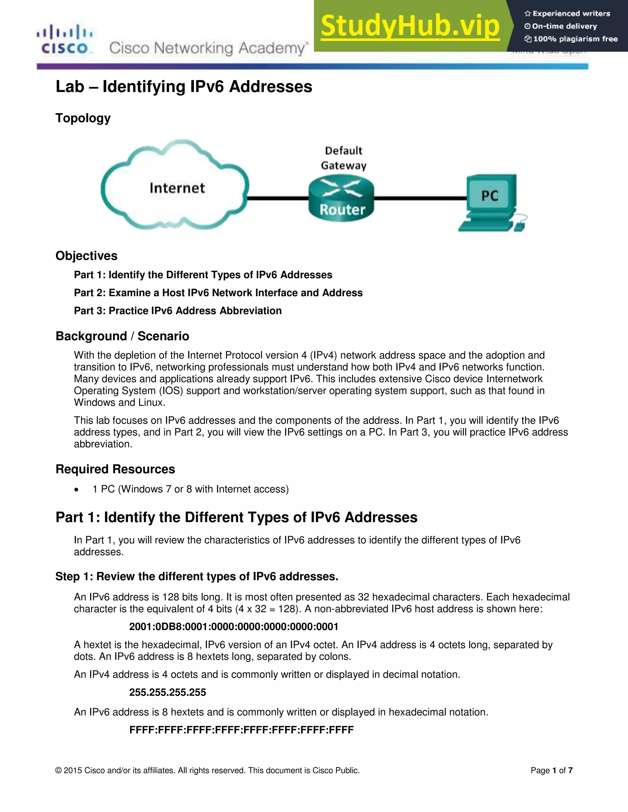 7 2 5 3 Lab Identifying Ipv6 Addresses Pdf