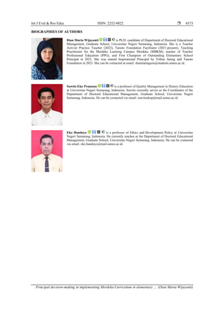 Principal decision-making in implementing Merdeka Curriculum in ...
