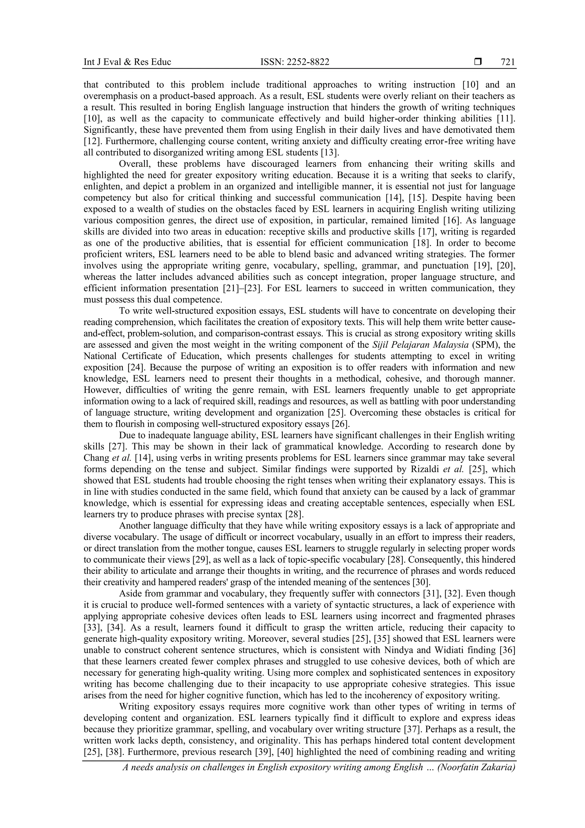 A needs analysis on challenges in English expository writing among ...