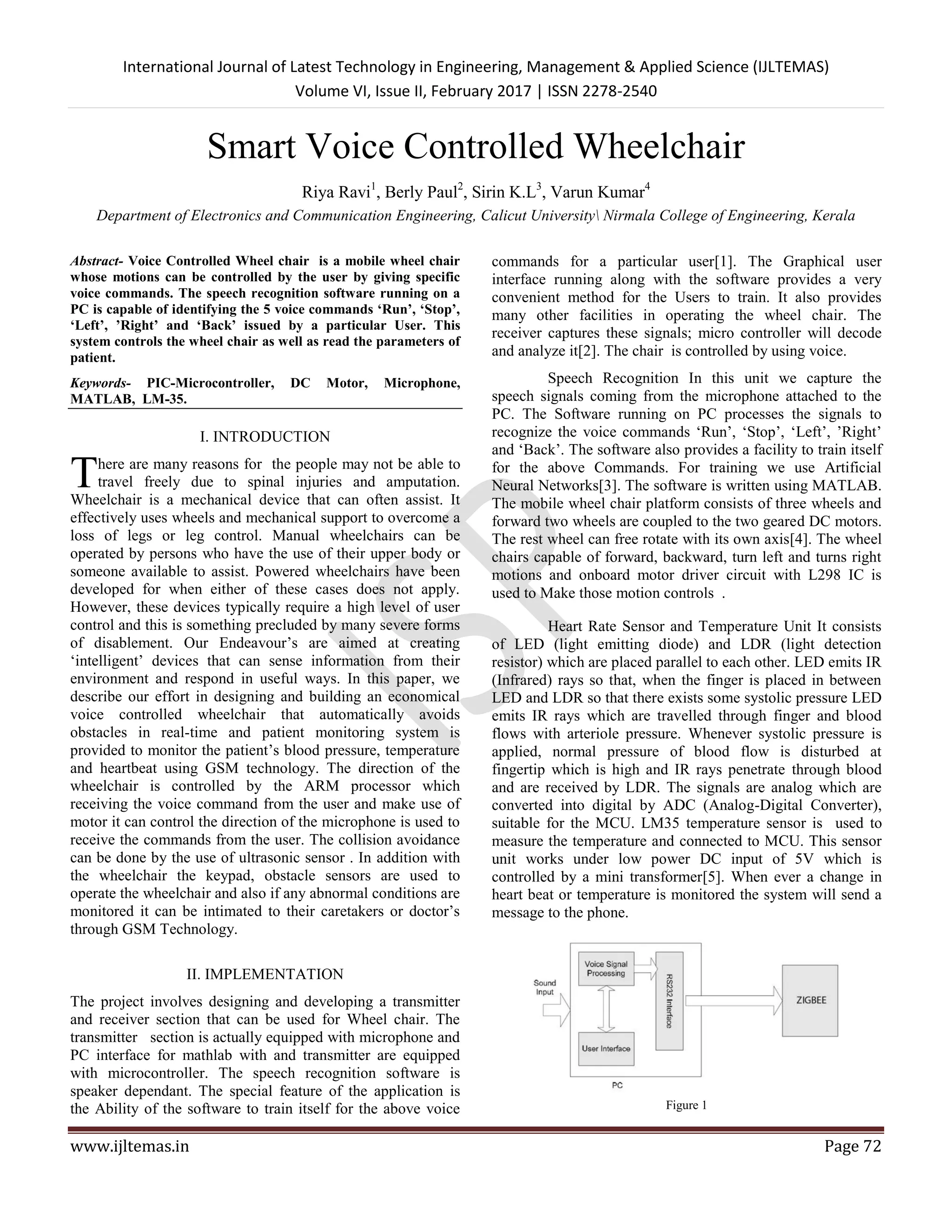 Smart Voice Controlled Wheelchair | PDF