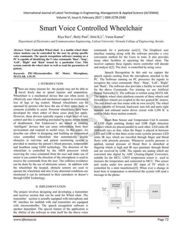 Smart Voice Controlled Wheelchair | PDF