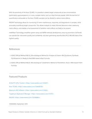 water soluble vitamin in lcmsms -waters application note | PDF