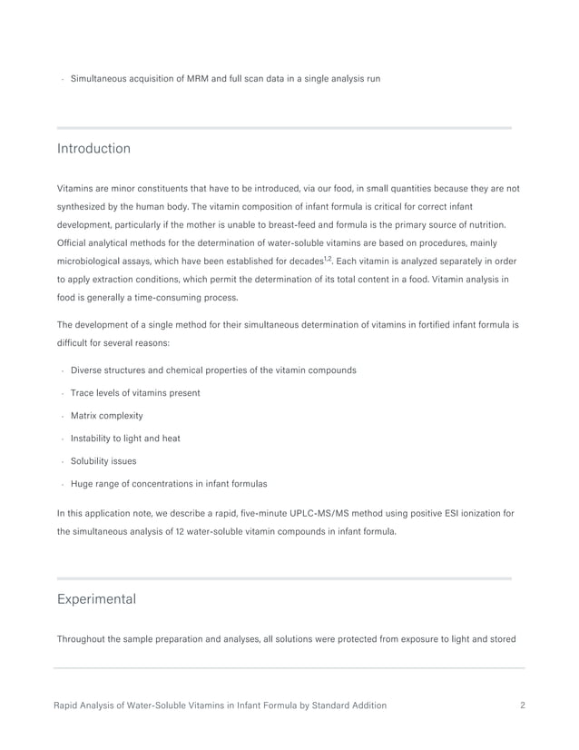 water soluble vitamin in lcmsms -waters application note | PDF | Chemistry | Science