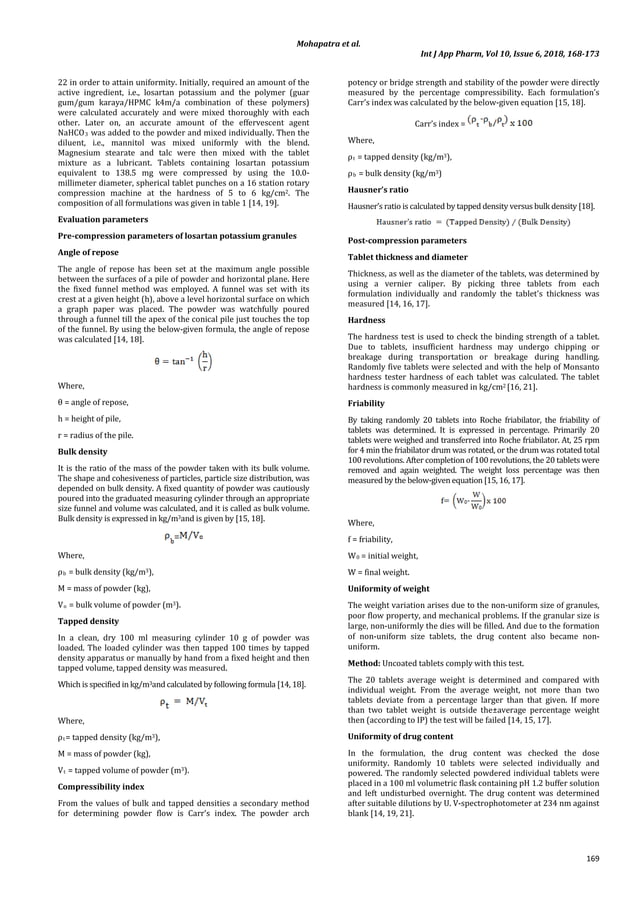 Design And Development Of Losartan Potassium Floating Drug Delivery Systems Pdf Digestive