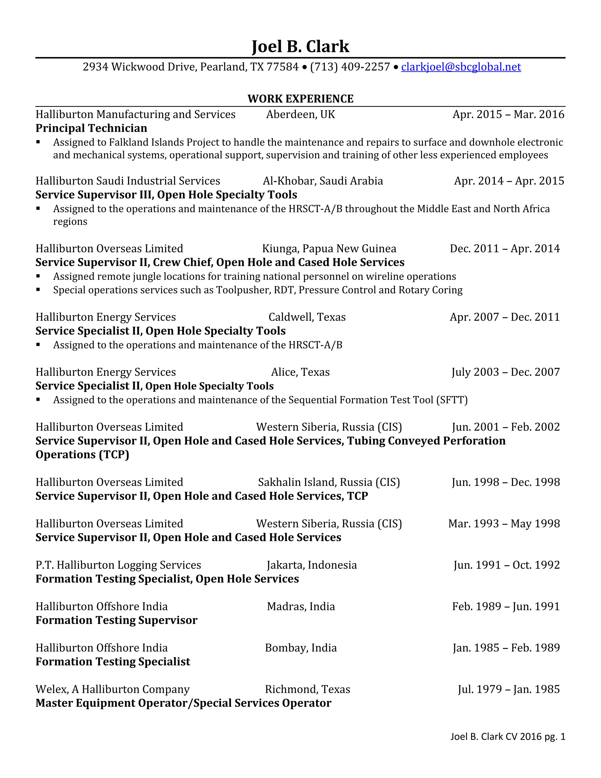 Joel B Clark Resume 2 | DOC