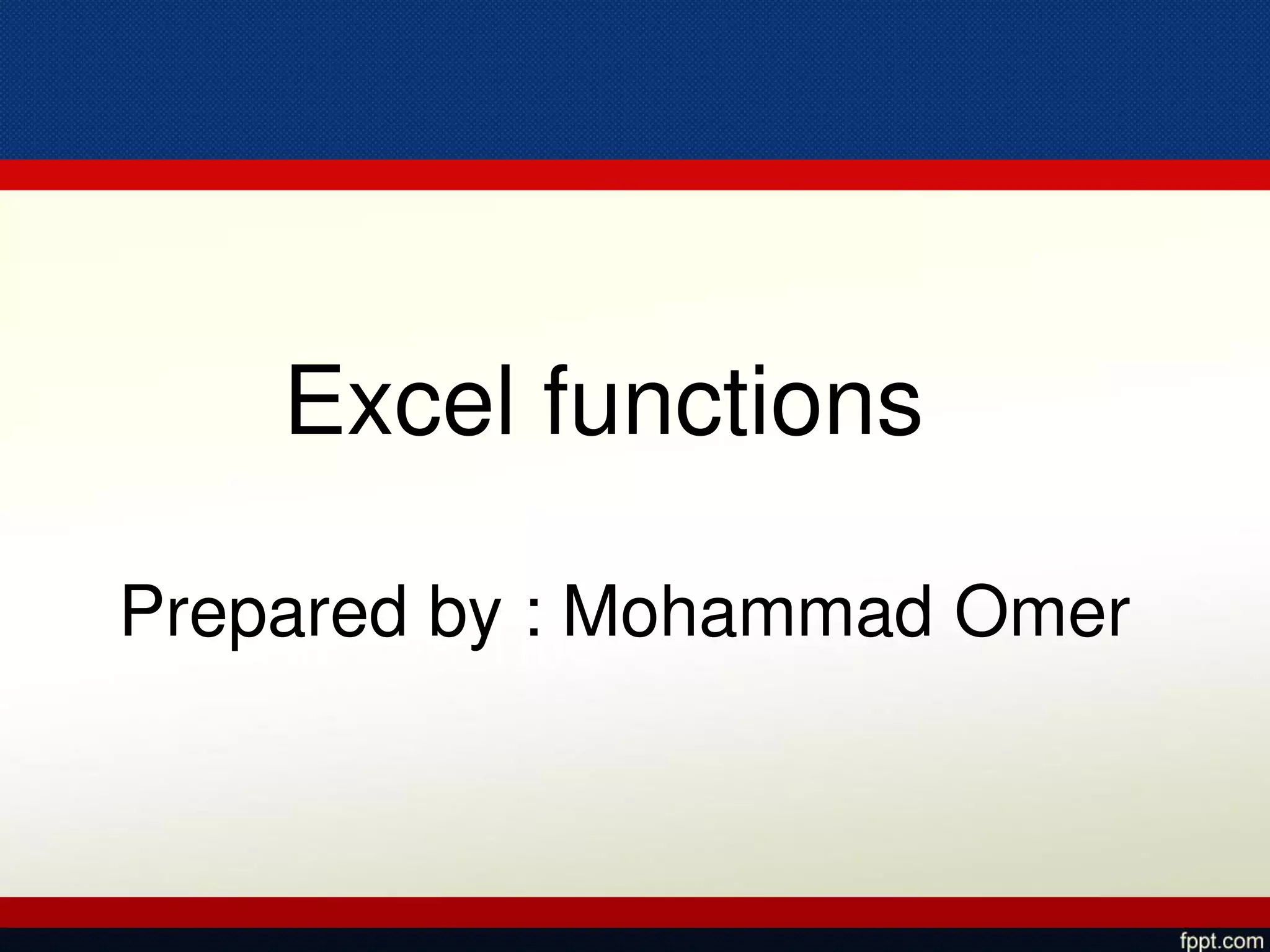 excel functions | PDF