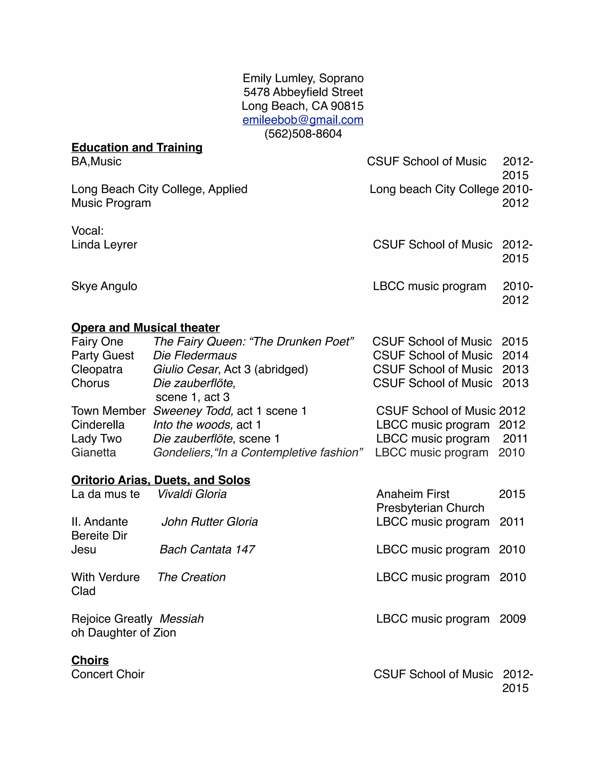 EMILY LUMLEY, RESUME | PDF