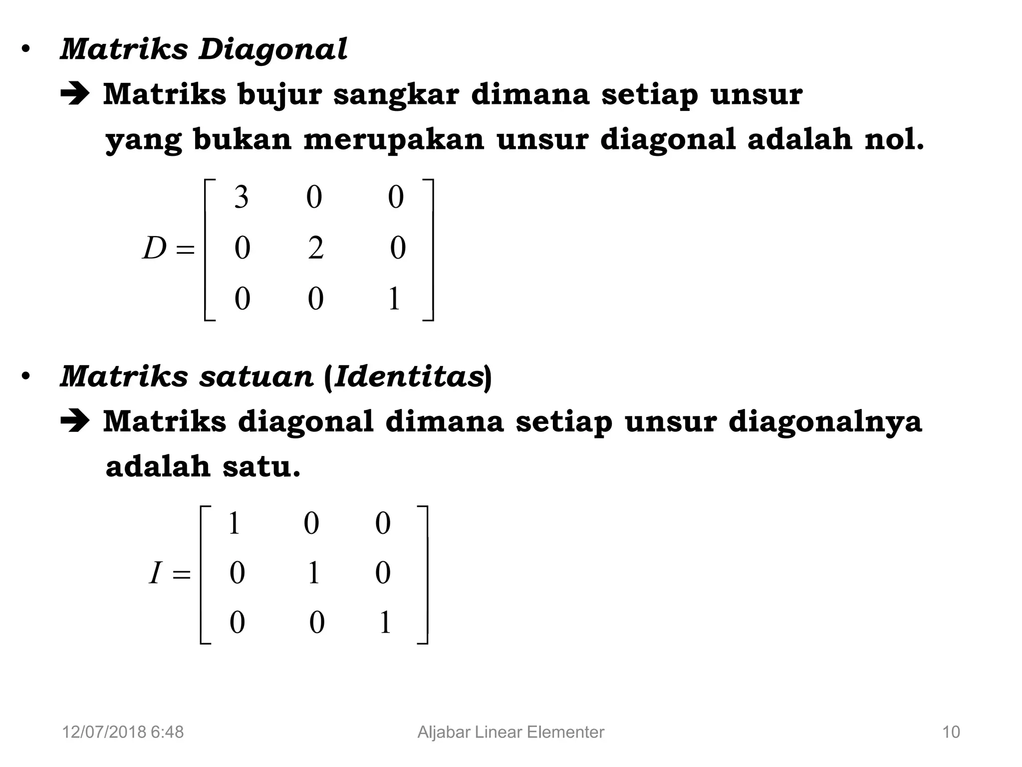 Matriks dan Operasinya ( Aljabar Linear Elementer ) | PPTX