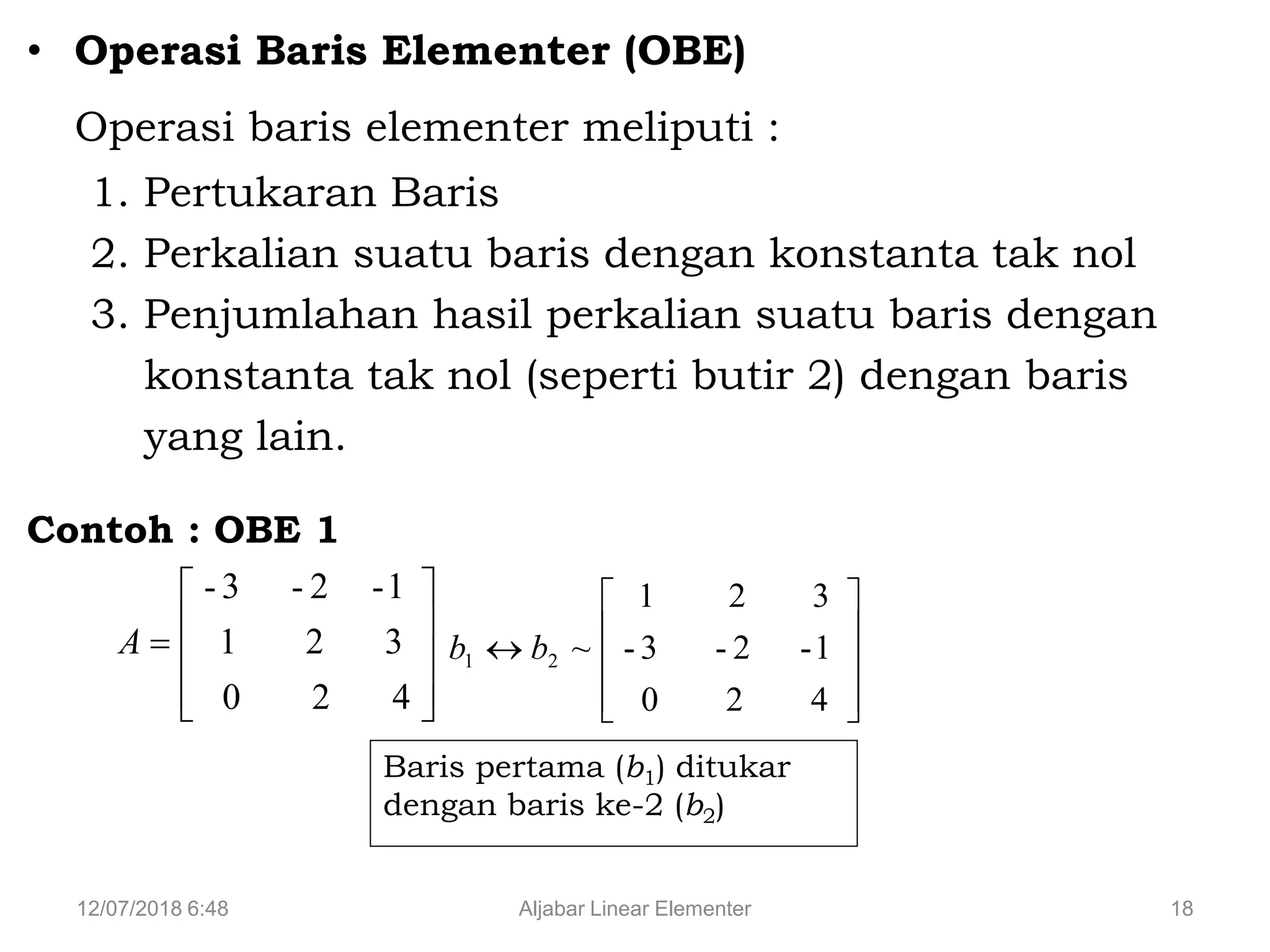 Matriks dan Operasinya ( Aljabar Linear Elementer ) | PPTX