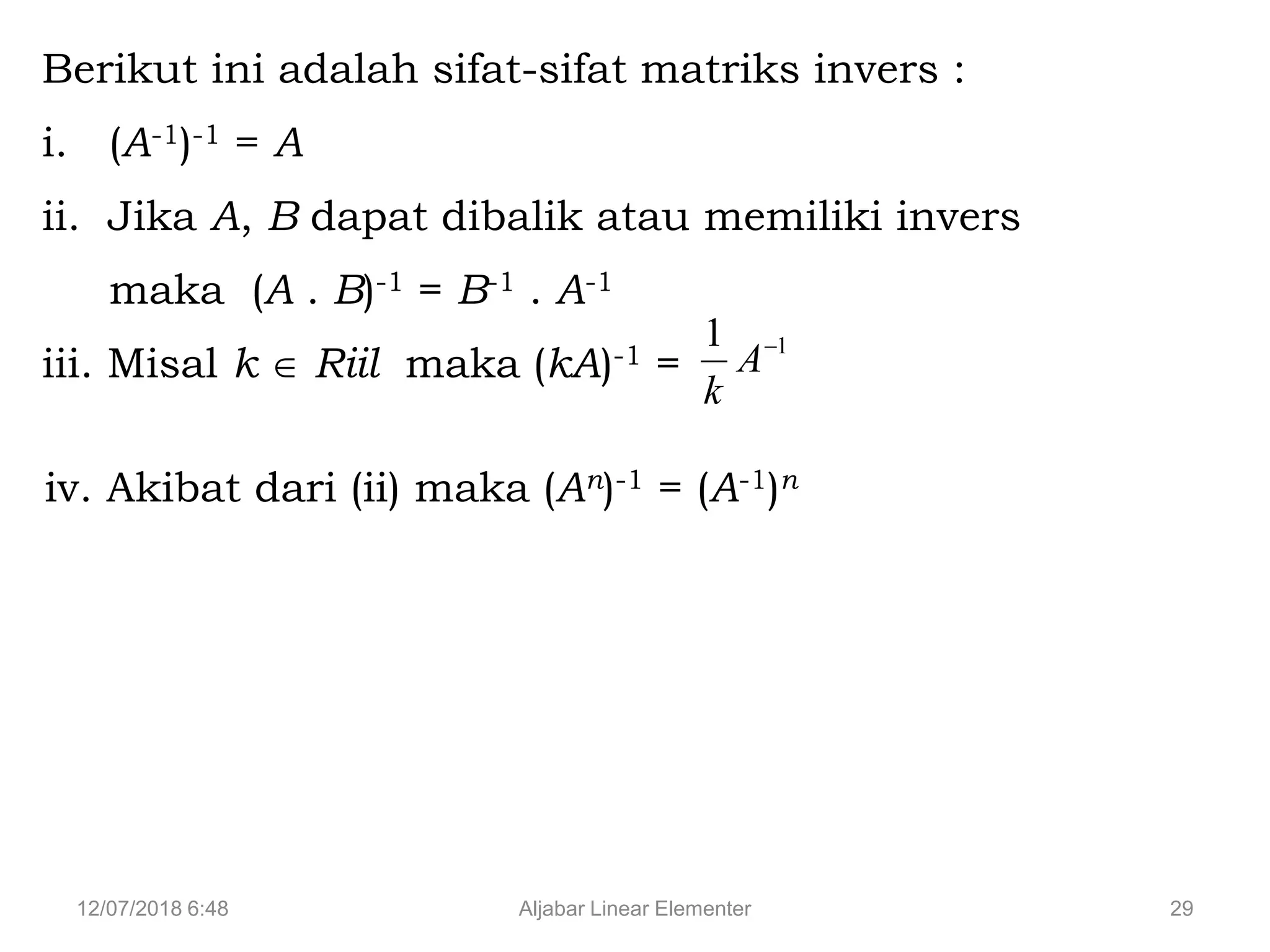 Matriks dan Operasinya ( Aljabar Linear Elementer ) | PPTX