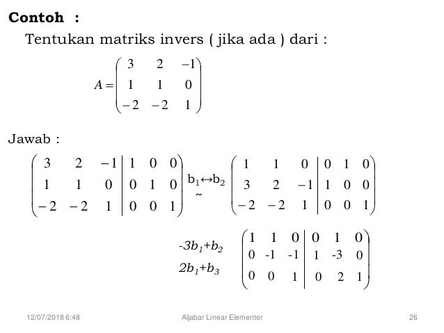 Matriks dan Operasinya ( Aljabar Linear Elementer )