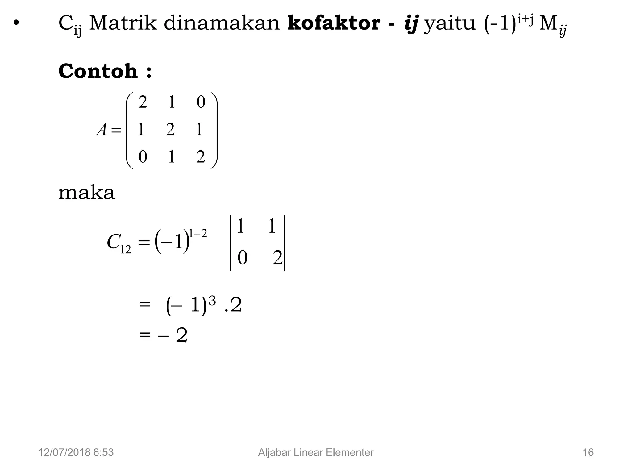 Determinan Matriks ( Aljabar Linear Elementer ) | PPTX
