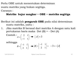 Determinan Matriks ( Aljabar Linear Elementer ) | PPTX