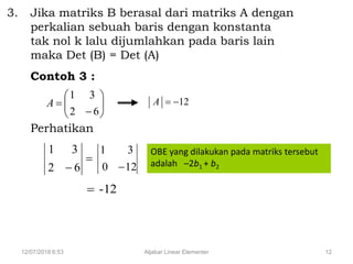 Determinan Matriks ( Aljabar Linear Elementer ) | PPTX