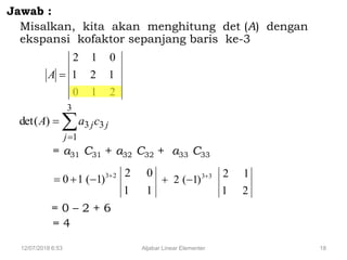 Determinan Matriks ( Aljabar Linear Elementer ) | PPTX