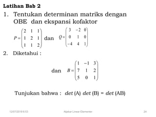 Determinan Matriks ( Aljabar Linear Elementer ) | PPTX