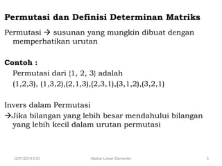 Determinan Matriks ( Aljabar Linear Elementer ) | PPTX