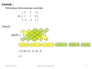 Determinan Matriks ( Aljabar Linear Elementer ) | PPTX