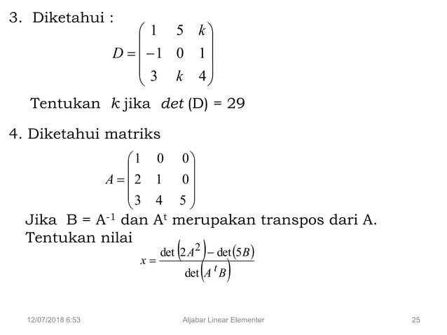 Determinan Matriks ( Aljabar Linear Elementer )