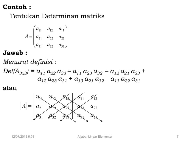 Determinan Matriks ( Aljabar Linear Elementer )