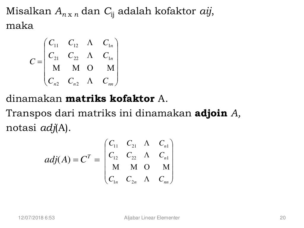 Determinan Matriks ( Aljabar Linear Elementer )