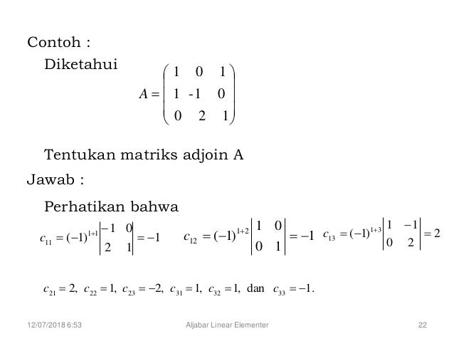 Determinan Matriks ( Aljabar Linear Elementer )