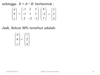 Sistem Persamaan Linear (SPL) Aljabar Linear Elementer | PPTX