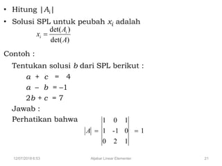Sistem Persamaan Linear (SPL) Aljabar Linear Elementer | PPTX