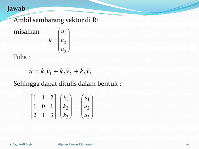 Ruang Vektor ( Aljabar Linear Elementer ) | PPTX